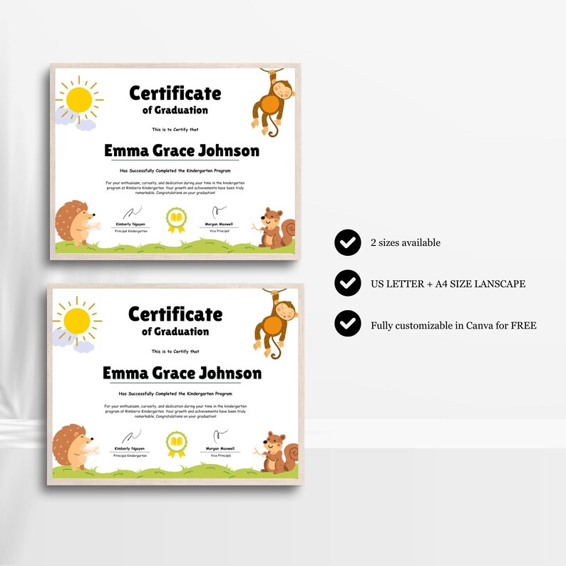 Preschool Diploma Template, Printable Preschool Certificate, Canva ...