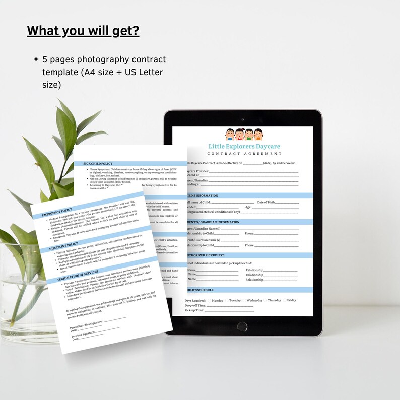 Daycare Forms, Daycare Contract, Daycare Starter Kit, Childcare Forms ...