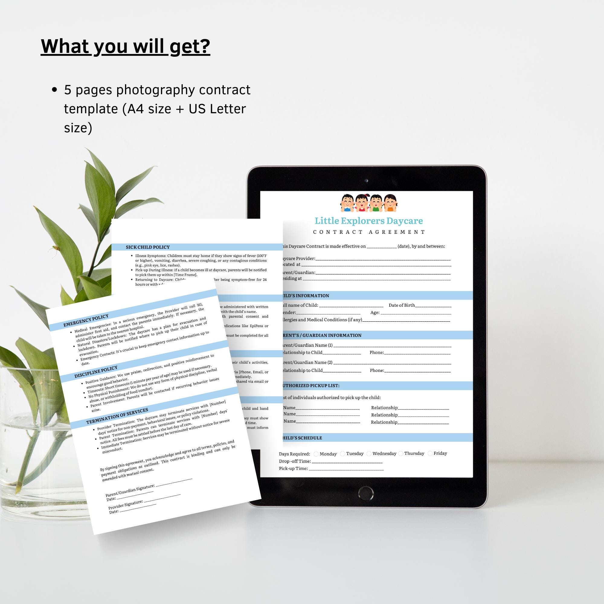 Daycare Forms, Daycare Contract, Daycare Starter Kit, Childcare Forms ...