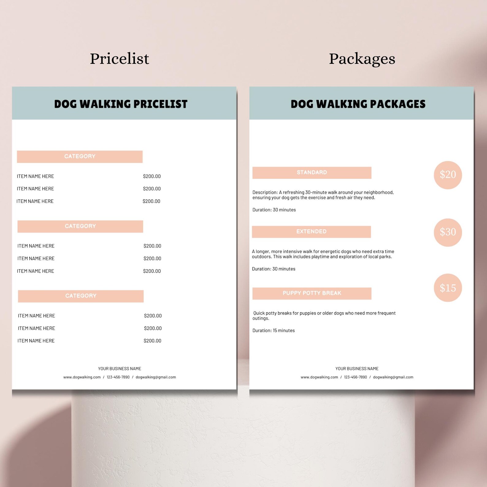 Dog Walking Service Agreement Contract Template, Invoice Editable ...