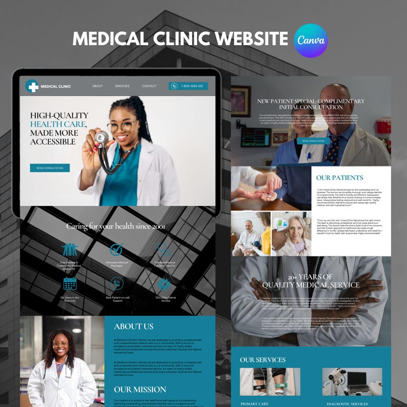 Medical Doctor Canva Website Templates, Doctor Medical Website Design ...