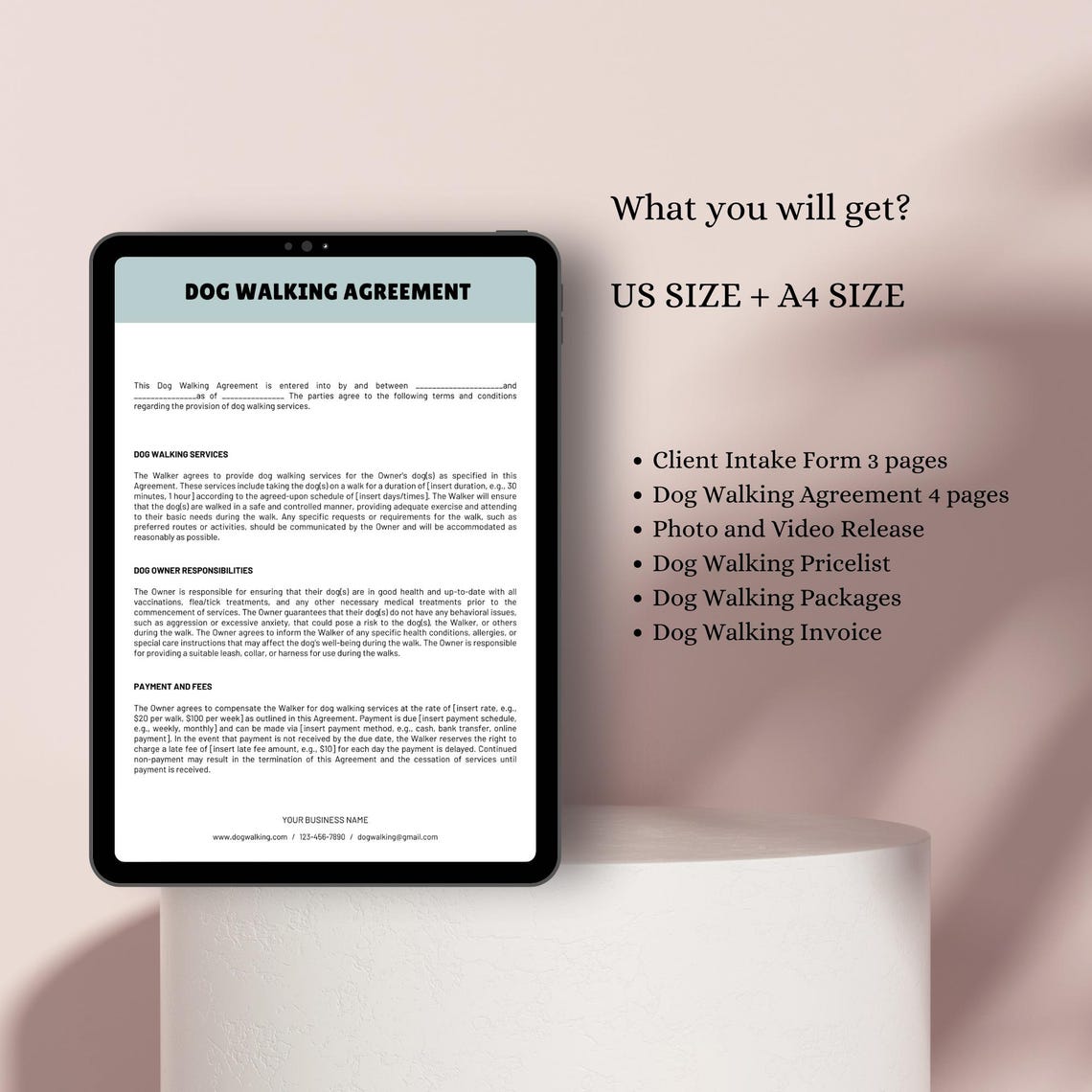 Dog Walking Service Agreement Contract Template, Editable & Printable ...