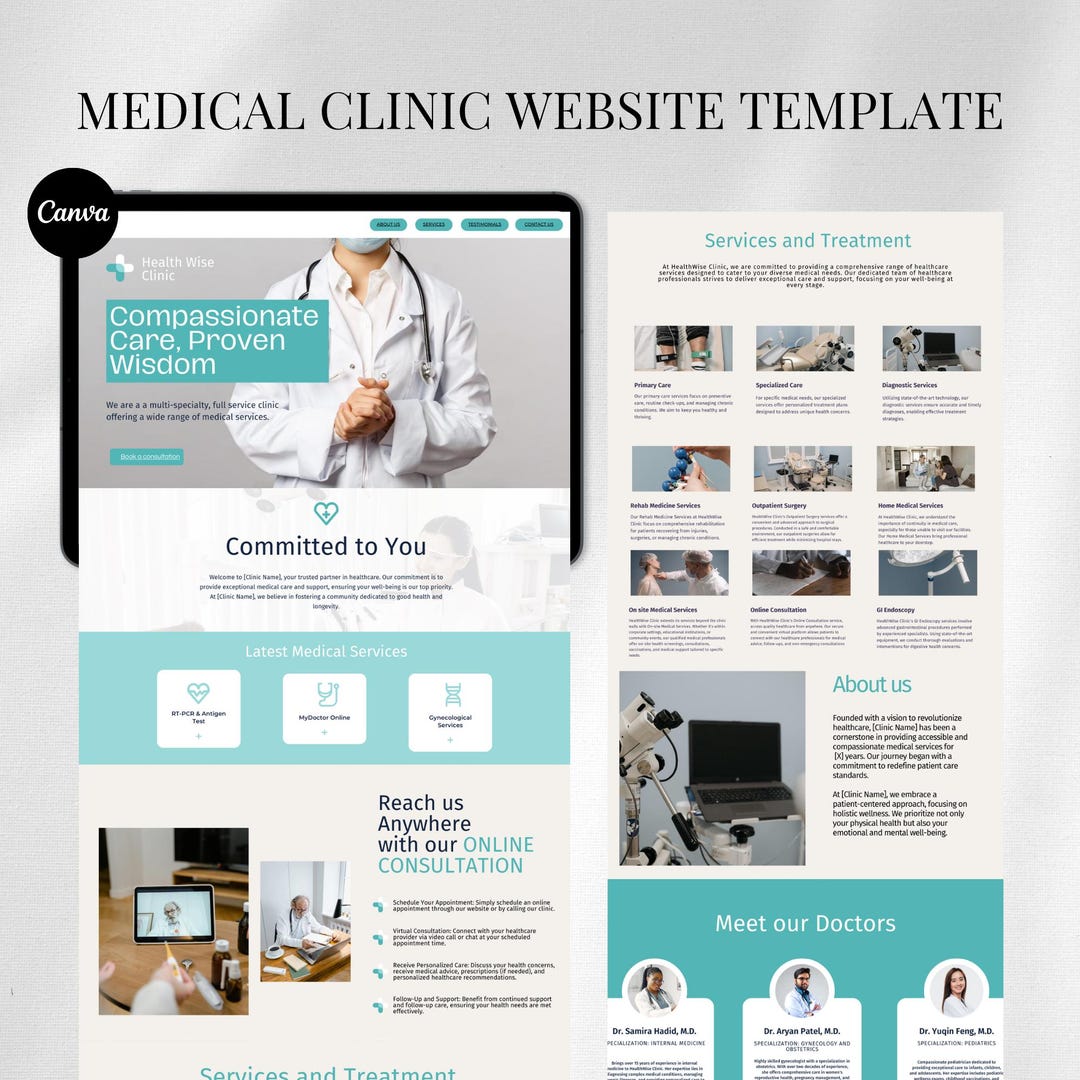 Medical Clinic Website Canva Healthcare Landing Page Design ...