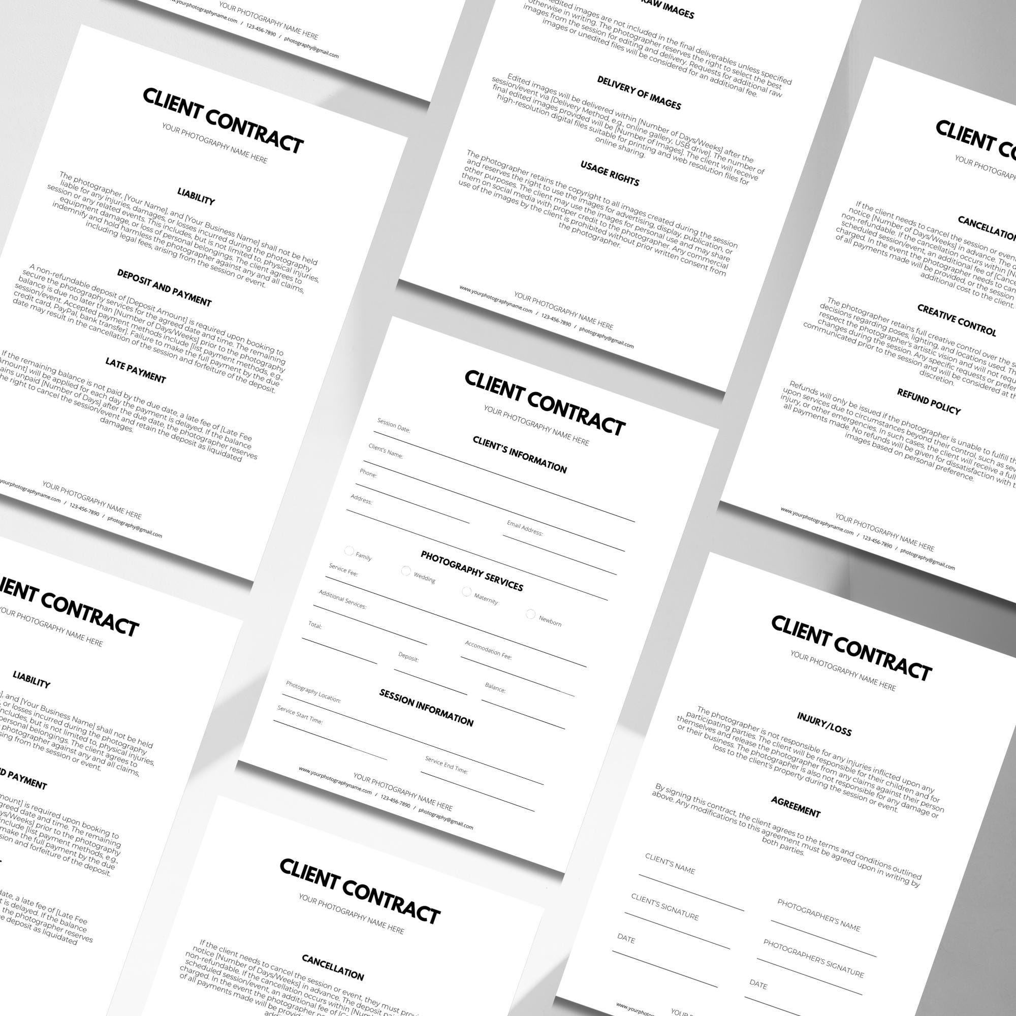 Photography Client Contract Agreement Template Photography Forms ...