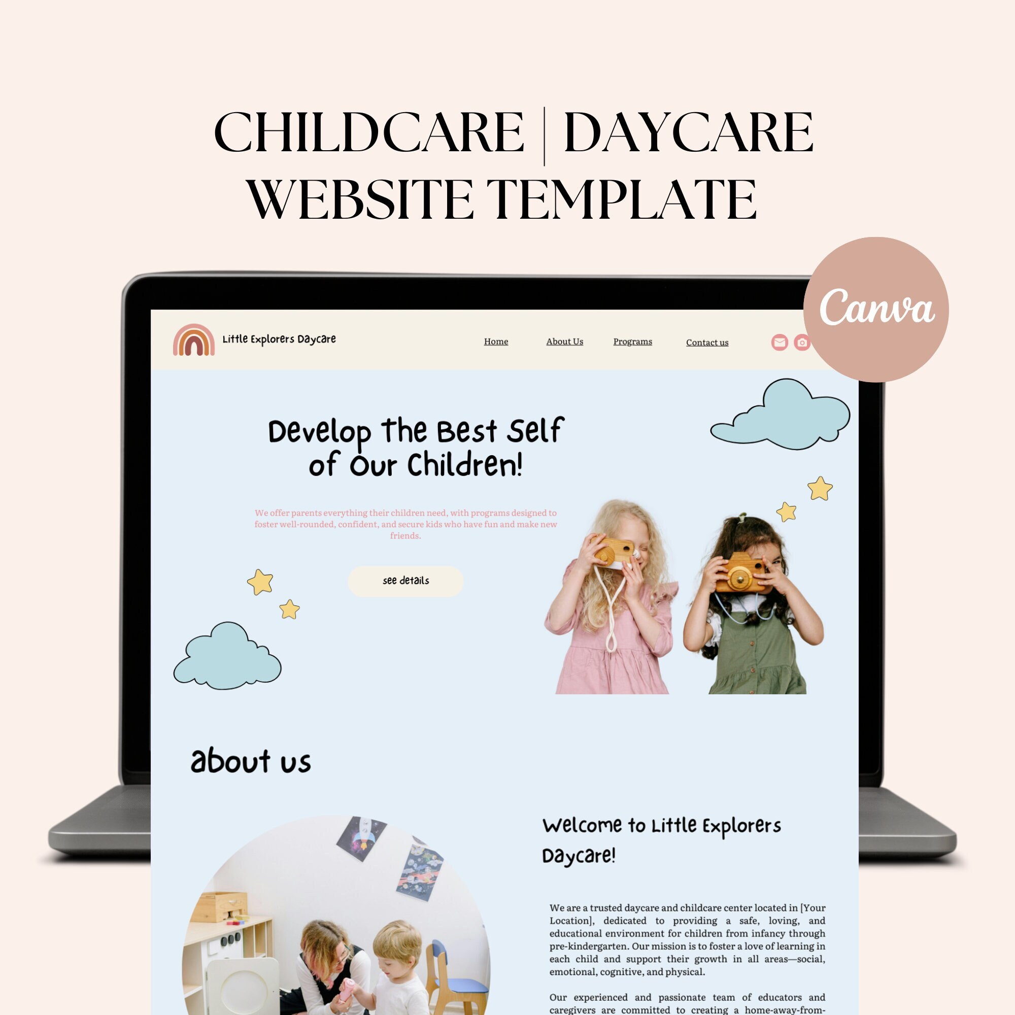 Daycare Template Canva Website Template for Daycare Childcare ...