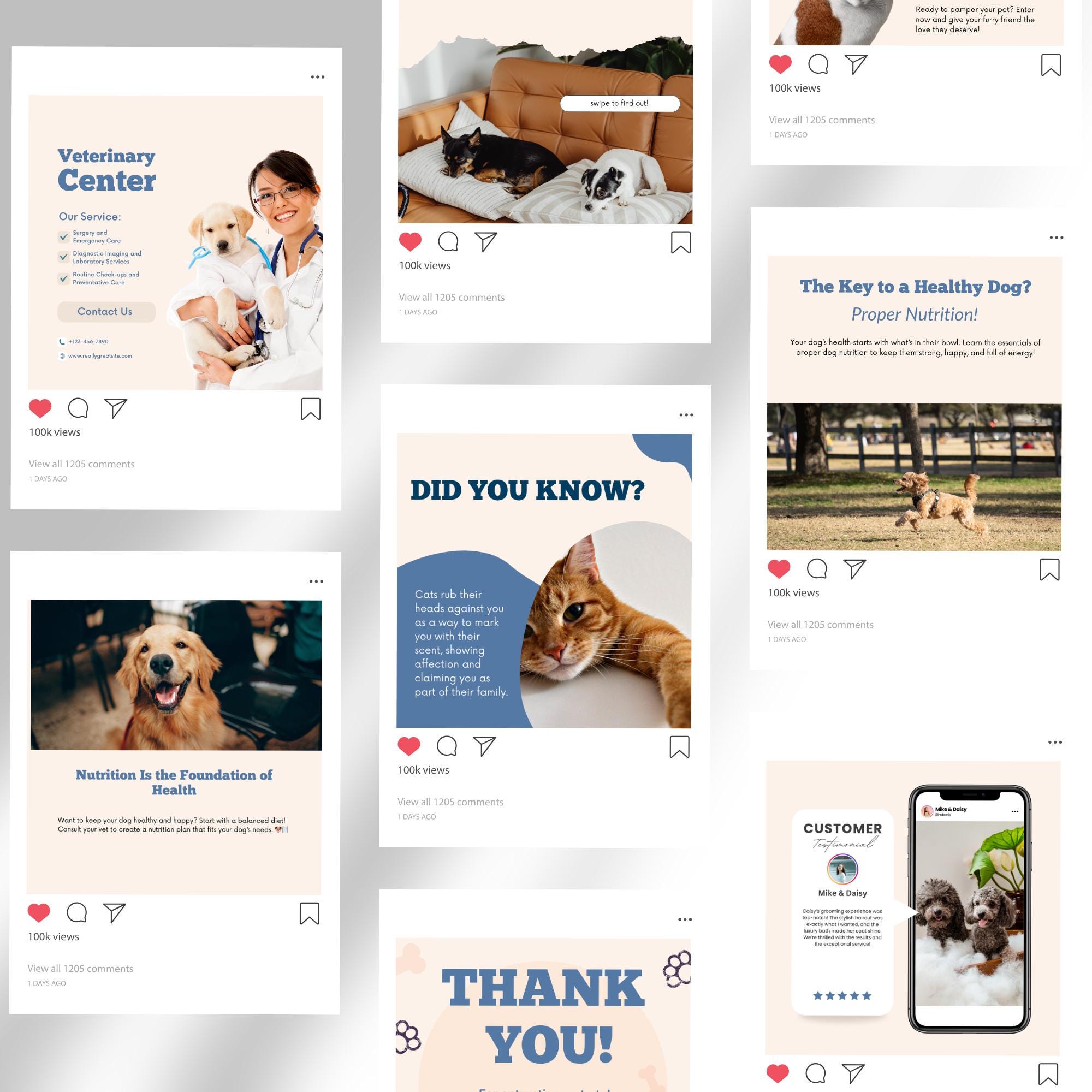 Pet Grooming Posts Instagram Templates for Dog Salon, Groomer Business ...