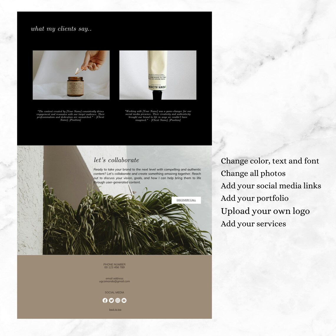 UGC Portfolio Template Canva, UGC Landing Page, UGC Website, Creator ...