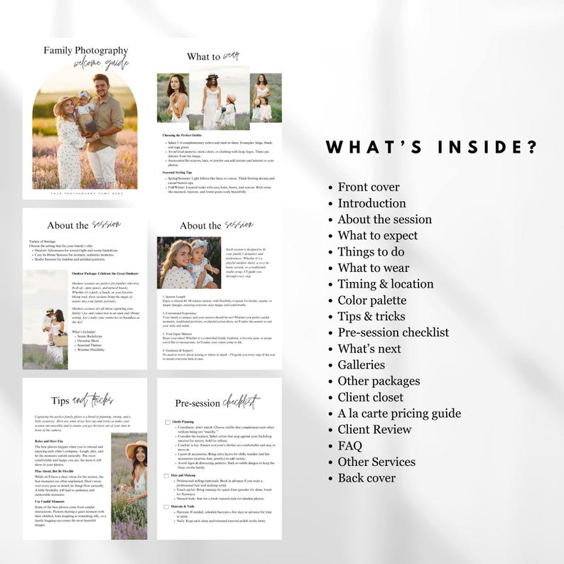 Photography Family Session Guide Welcome Guide Template Mini Session ...