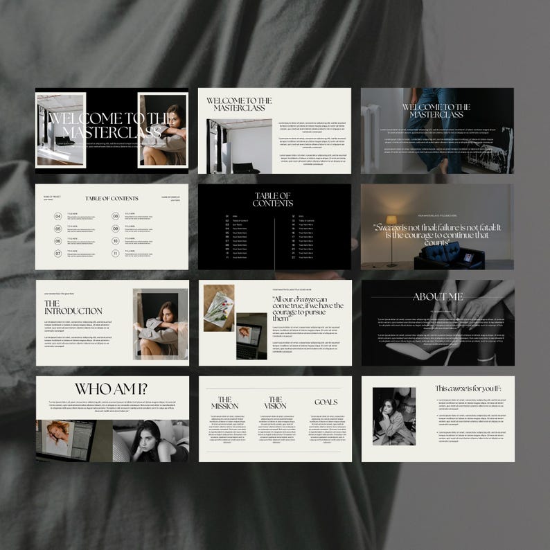 Webinar Slide Deck Presentation Template, Elegant Masterclass Template ...