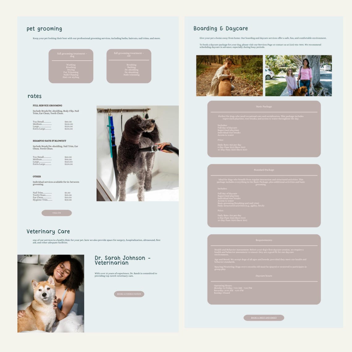 Pet Services Website, Canva Website Template, Website Design for Dog ...