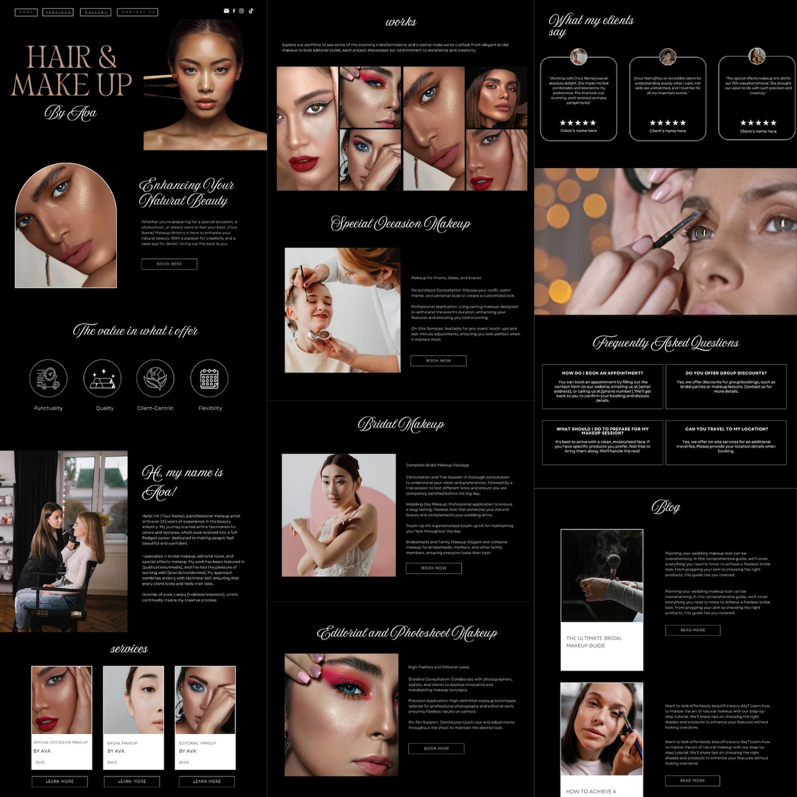 Makeup Artist Website Canva Template | Makeup Portfolio | Luxury ...