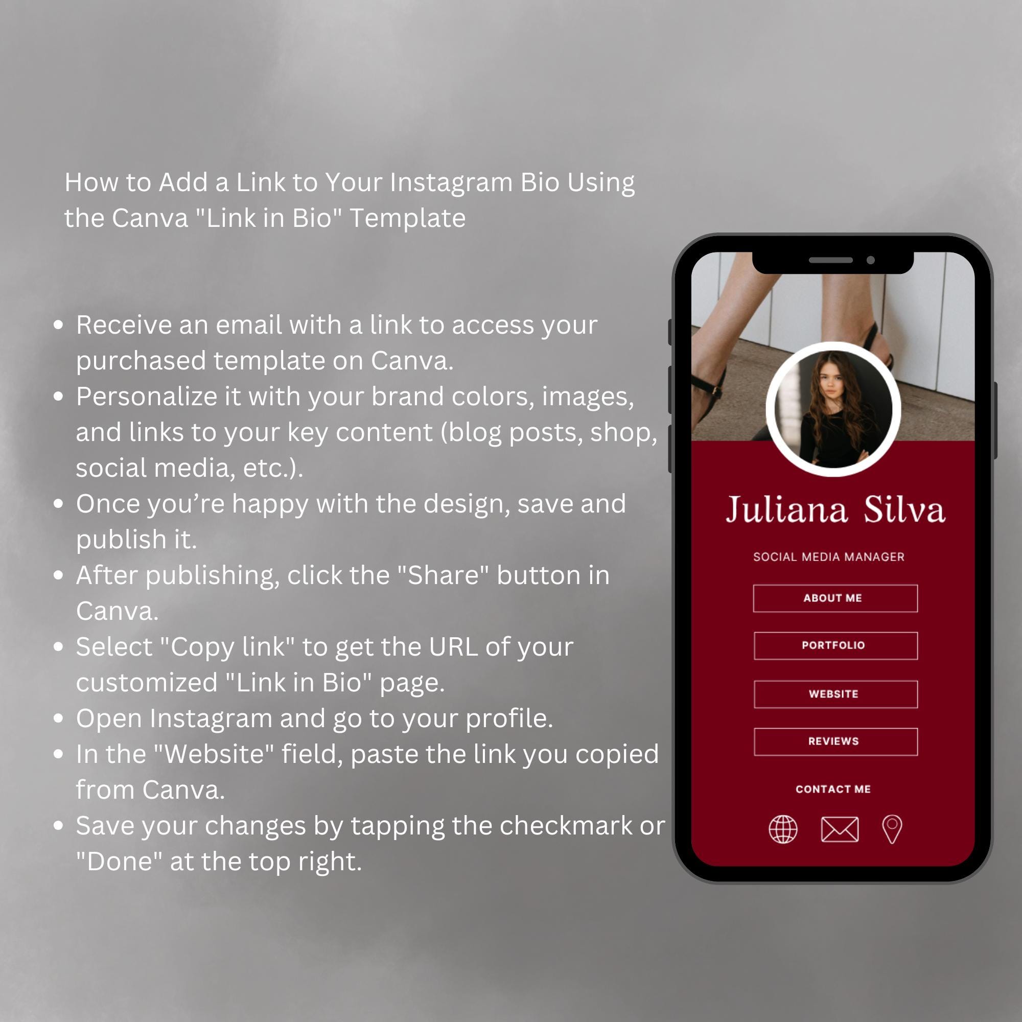 Link in Bio Template Canva| Linktree Canva Template| Instagram Landing Page| Tik Tok Template ...