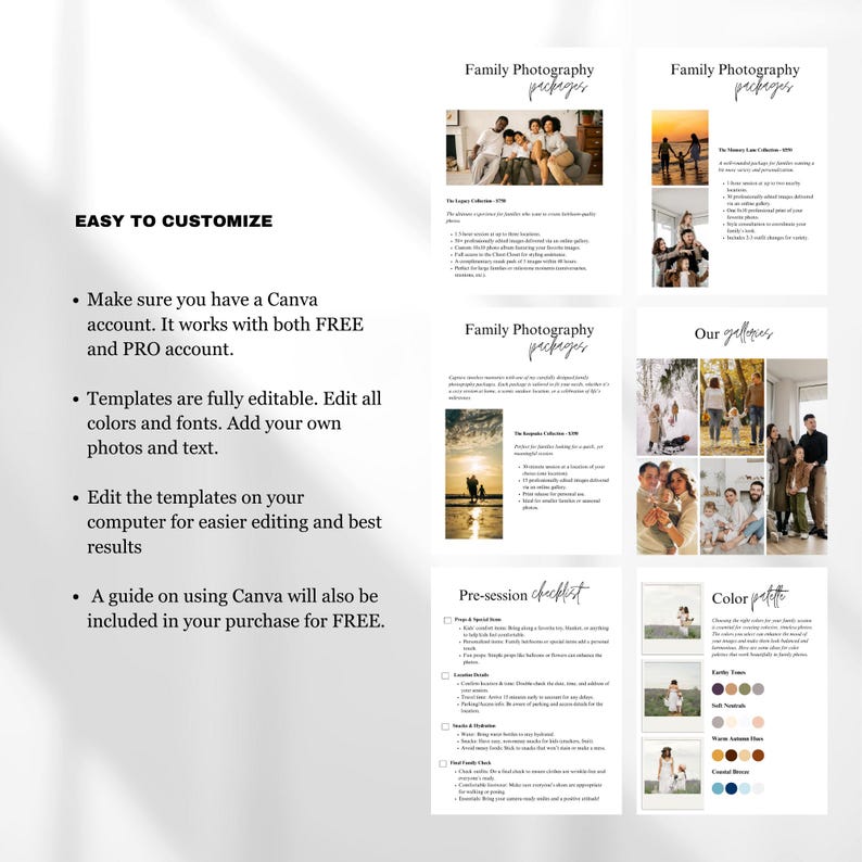 Photography Family Session Guide Welcome Guide Template Mini Session ...