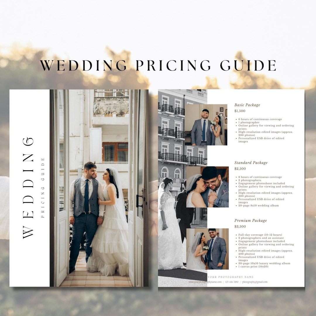 Wedding Pricing Template, Wedding Photography Price Guide, Photographer ...