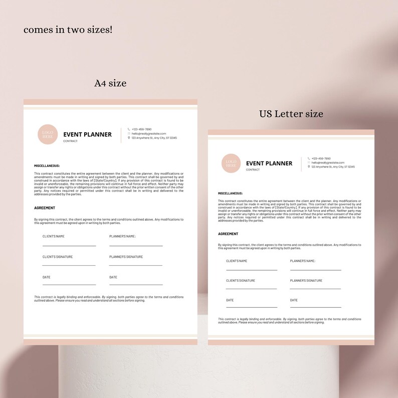 Event Planner Contract Template | Event Planner Client Forms | Wedding ...