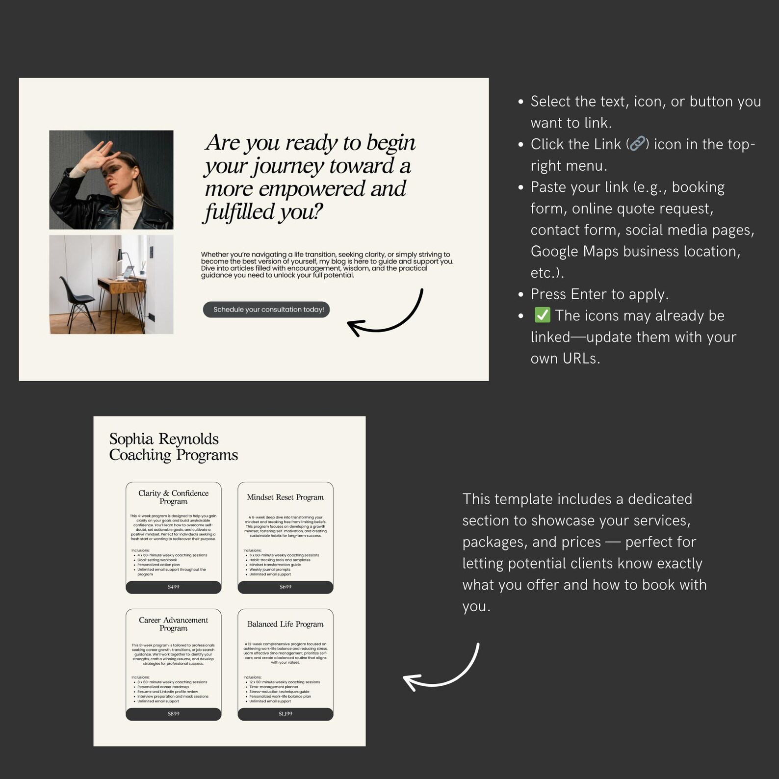 Life Coach Canva Website Template Coaching Template Therapist Web Site ...