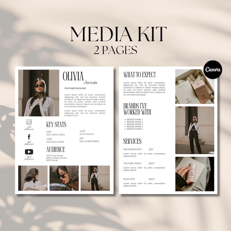 Media Kit Canva Template| Instagram Media Kit| Influencer Rate Sheet ...