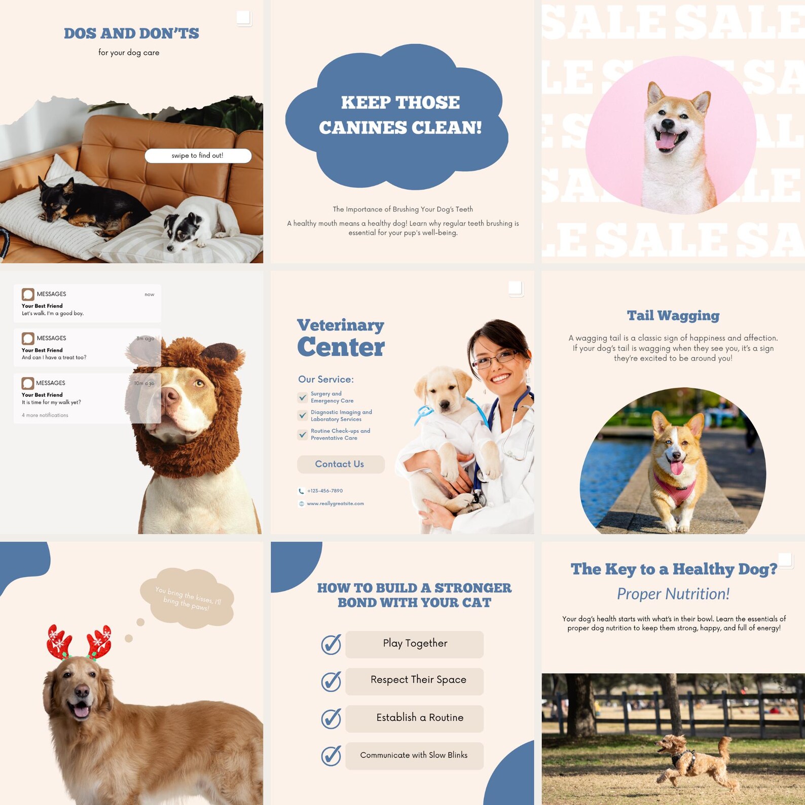 Pet Grooming Posts Instagram Templates for Dog Salon, Groomer Business ...