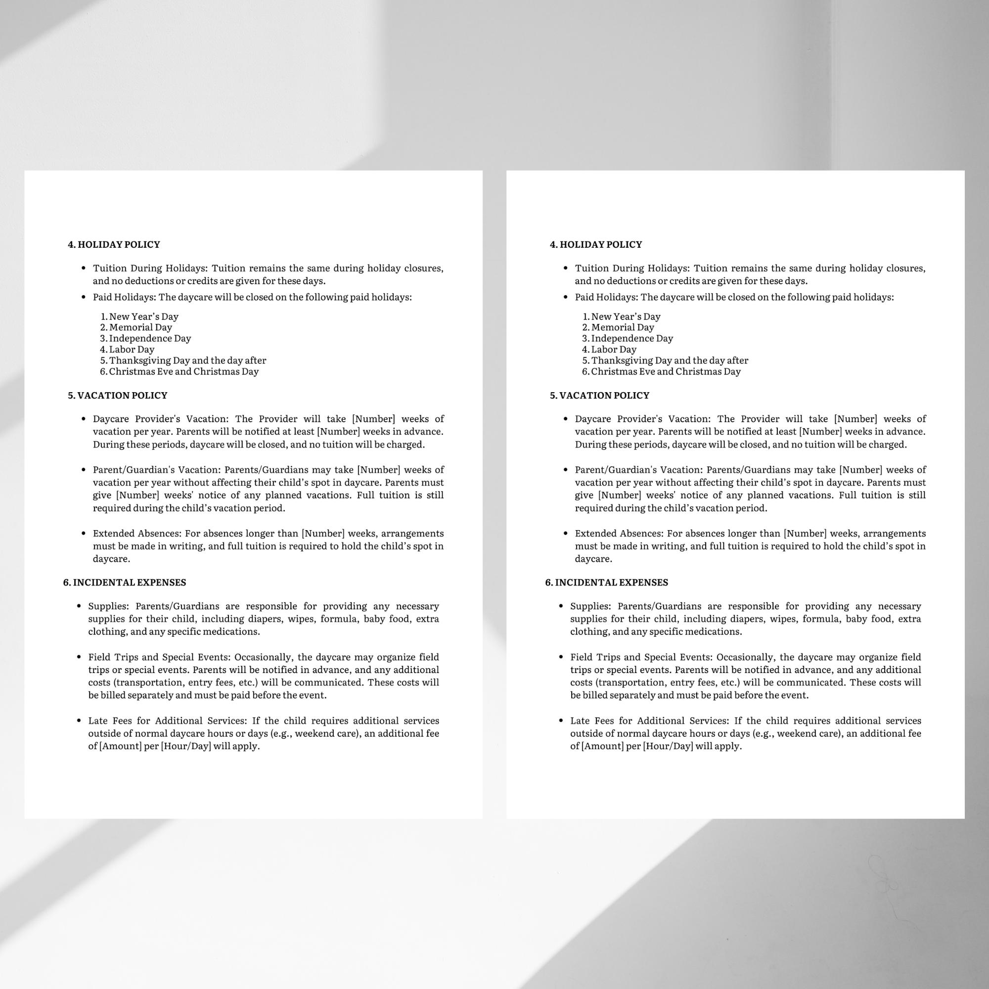 Daycare Forms, Daycare Contract, Daycare Starter Kit, Childcare Forms ...