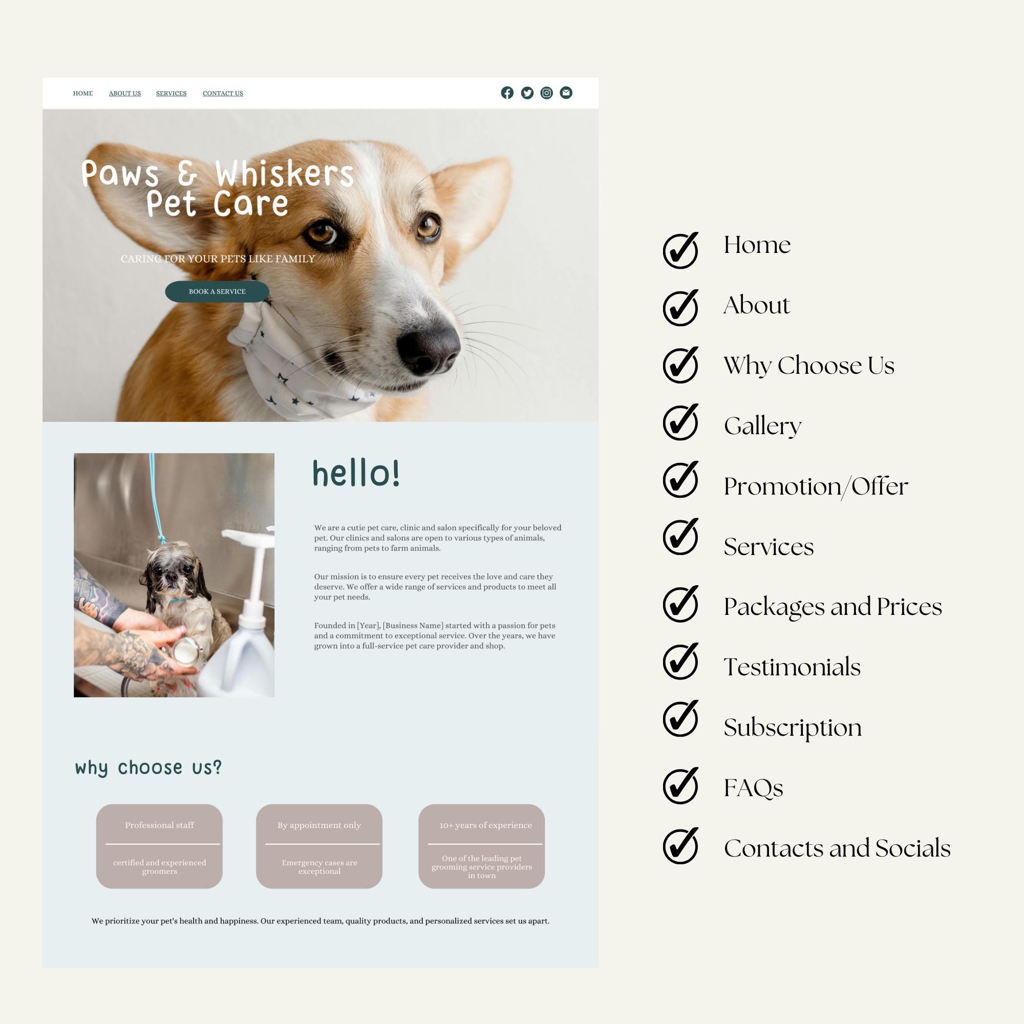 Pet Services Website, Canva Website Template, Website Design for Dog ...