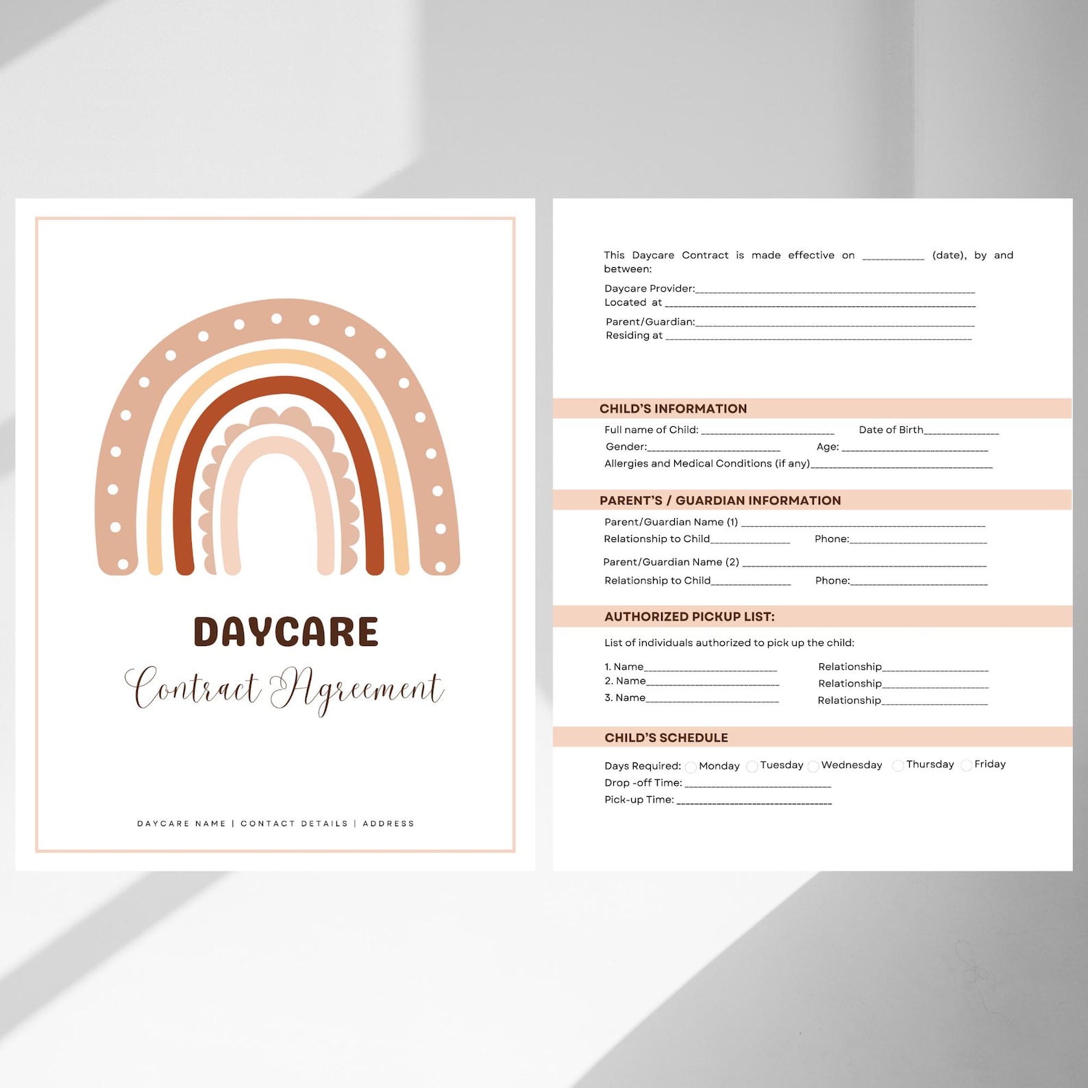 Editable Daycare Contract, Home Daycare Contract, Daycare Agreement ...