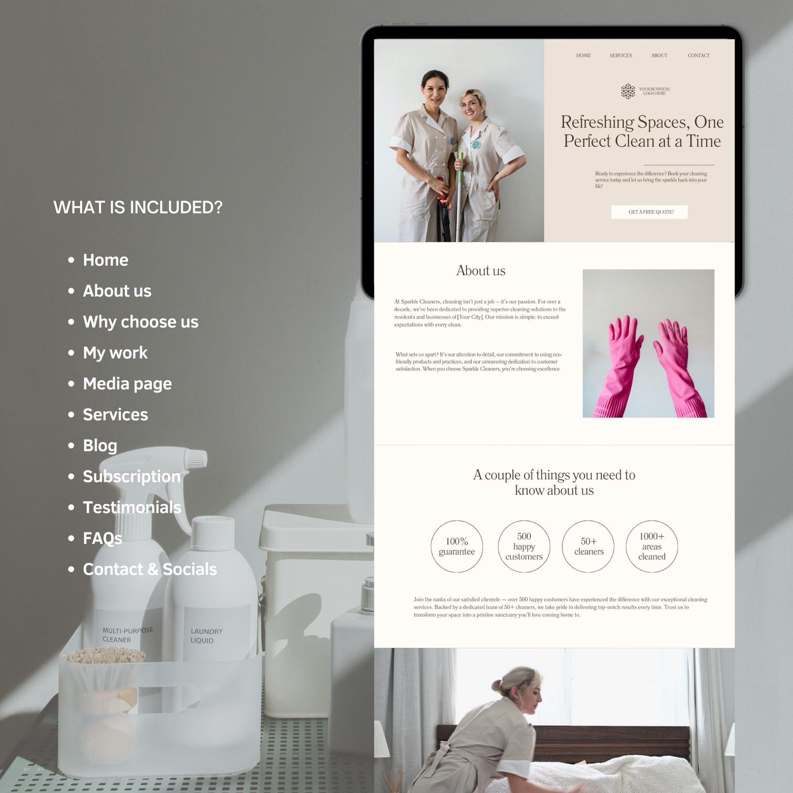Cleaning Website Template Editable Canva Website Design for Commercial ...