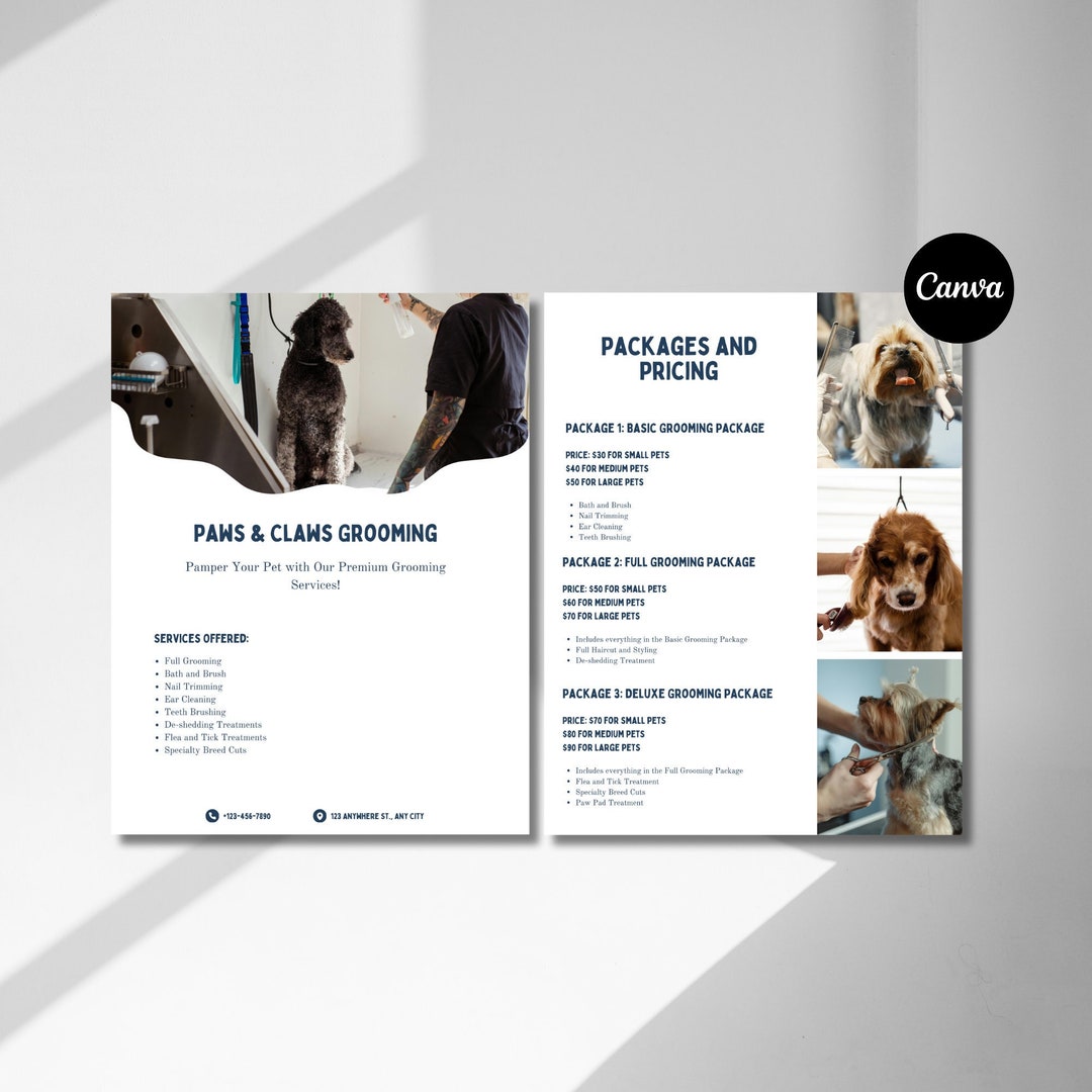 Dog Grooming Flyer Template, Pet Business Flyer Template, Dog Grooming ...