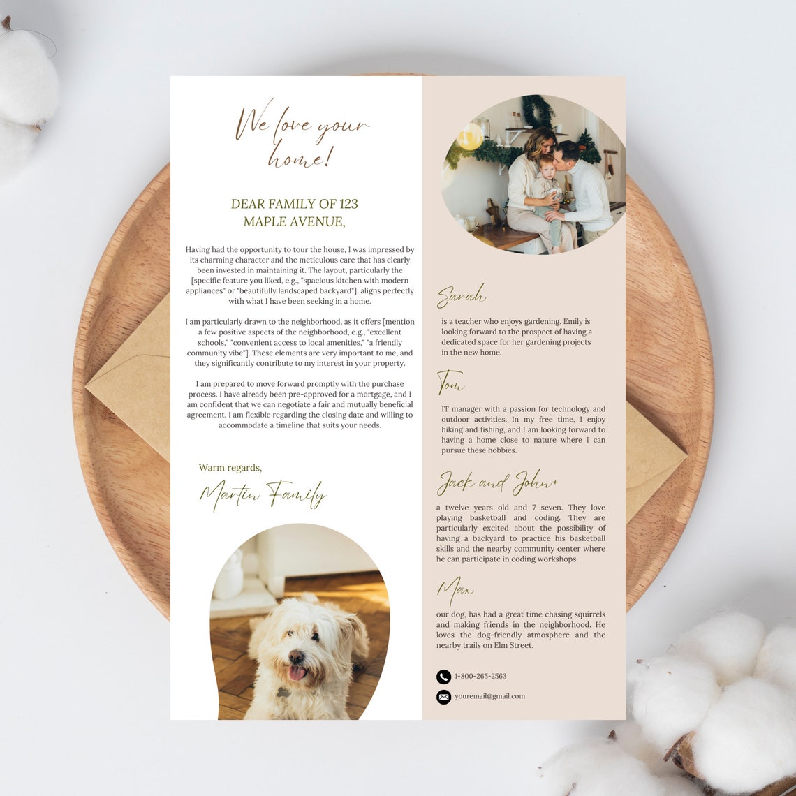 Home Offer Letter Template Canva Buyer Offer Letter Family Home Letter ...