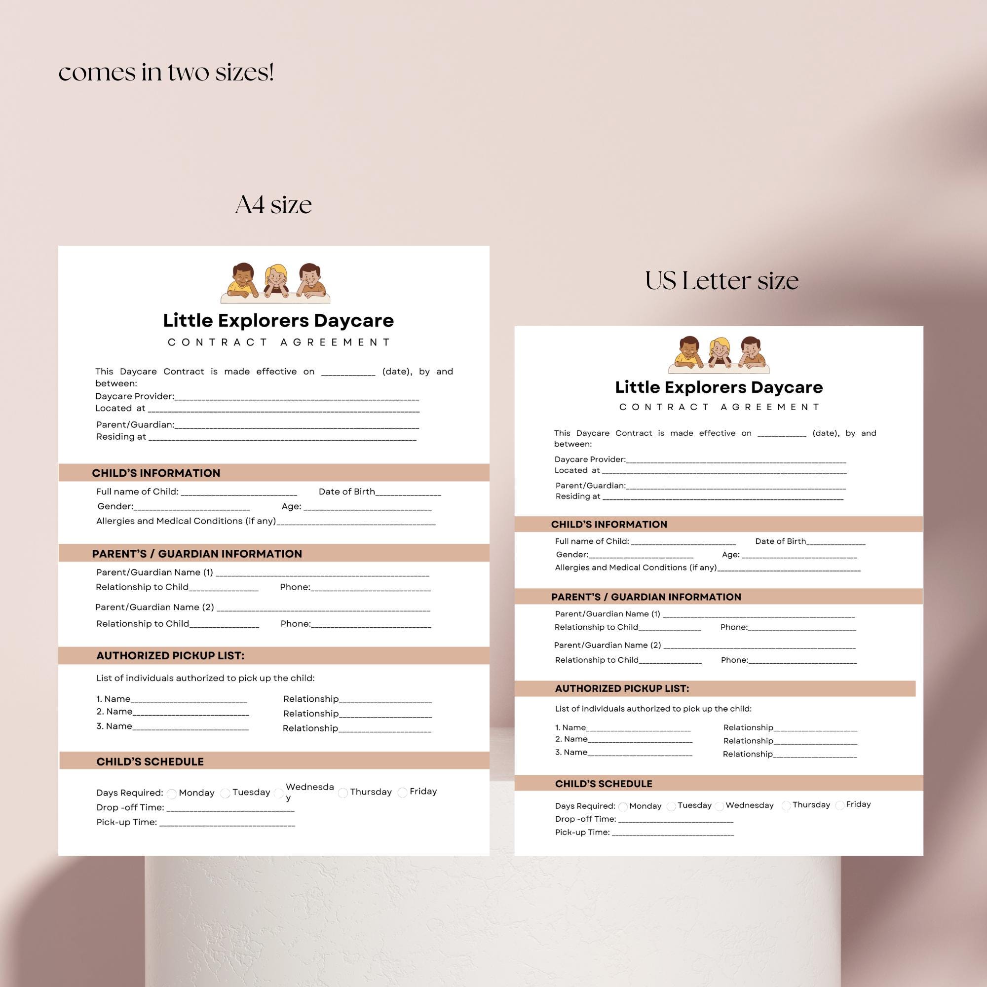 Daycare Forms, Daycare Contract, Daycare Starter Kit, Childcare Forms ...