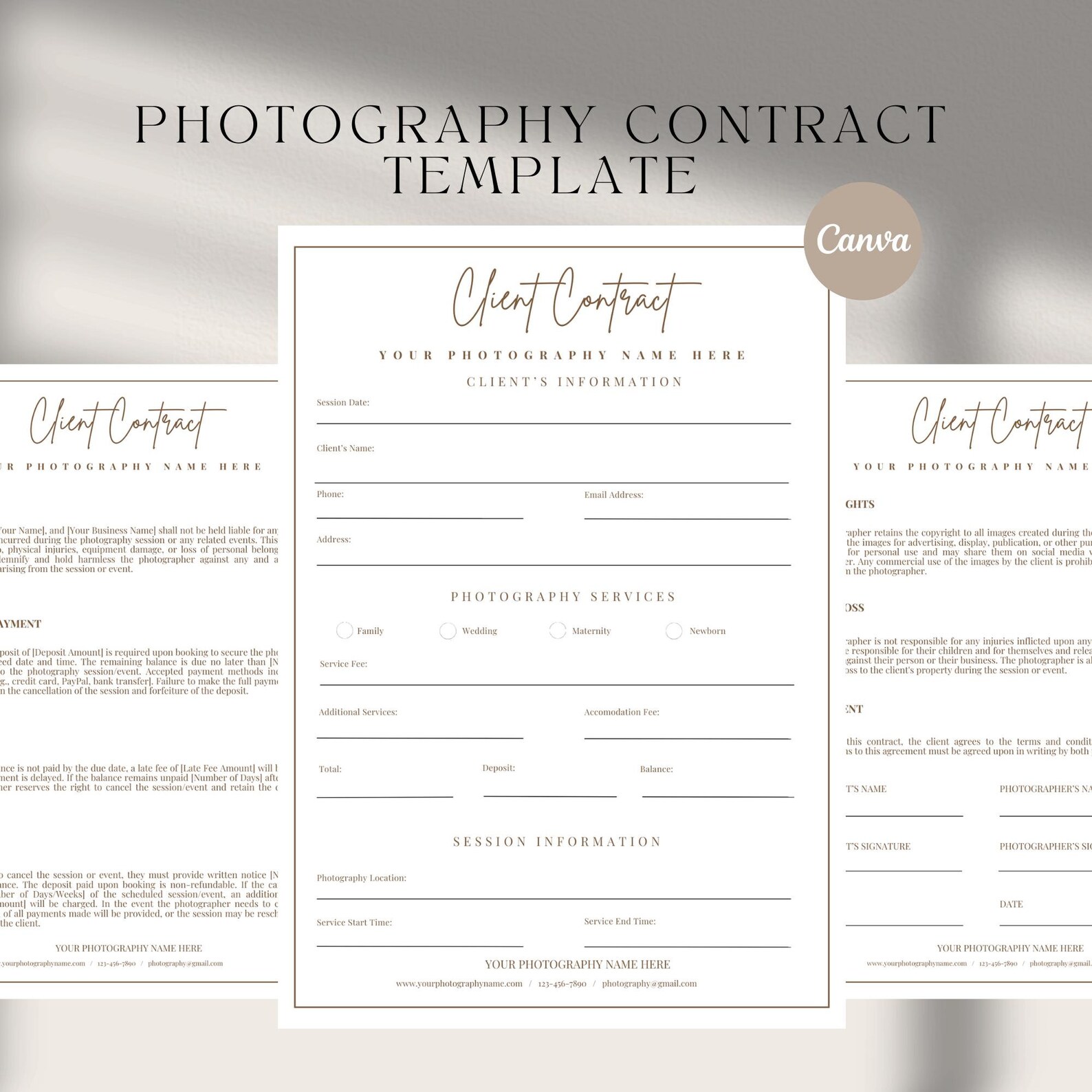 Photography Client Contract Template | Photography Forms | Client ...