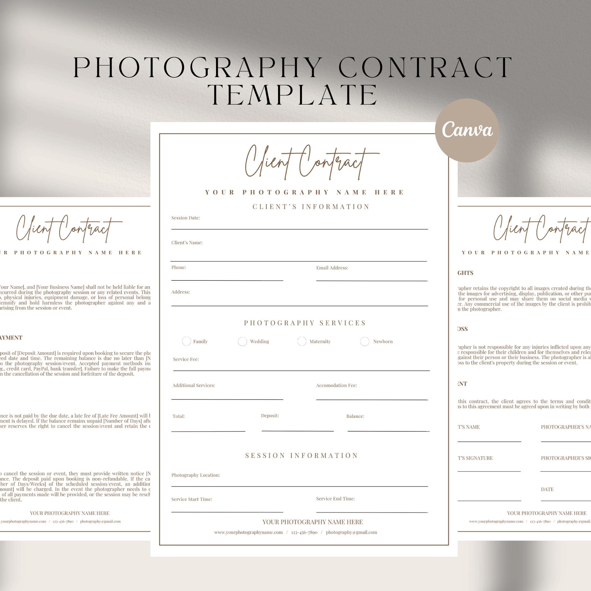 Photography Client Contract Template | Photography Forms | Client ...