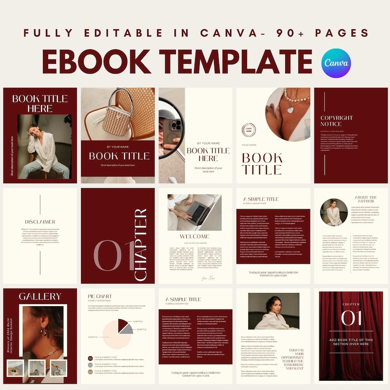 Red Ebook Template Canva - Etsy UK