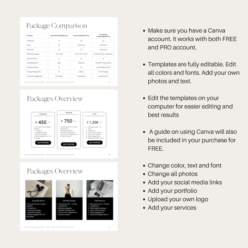 Services and Pricing Guide Price List Canva Template Client Brochure ...