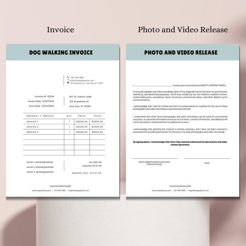 Dog Walking Service Agreement Contract Template, Editable & Printable ...