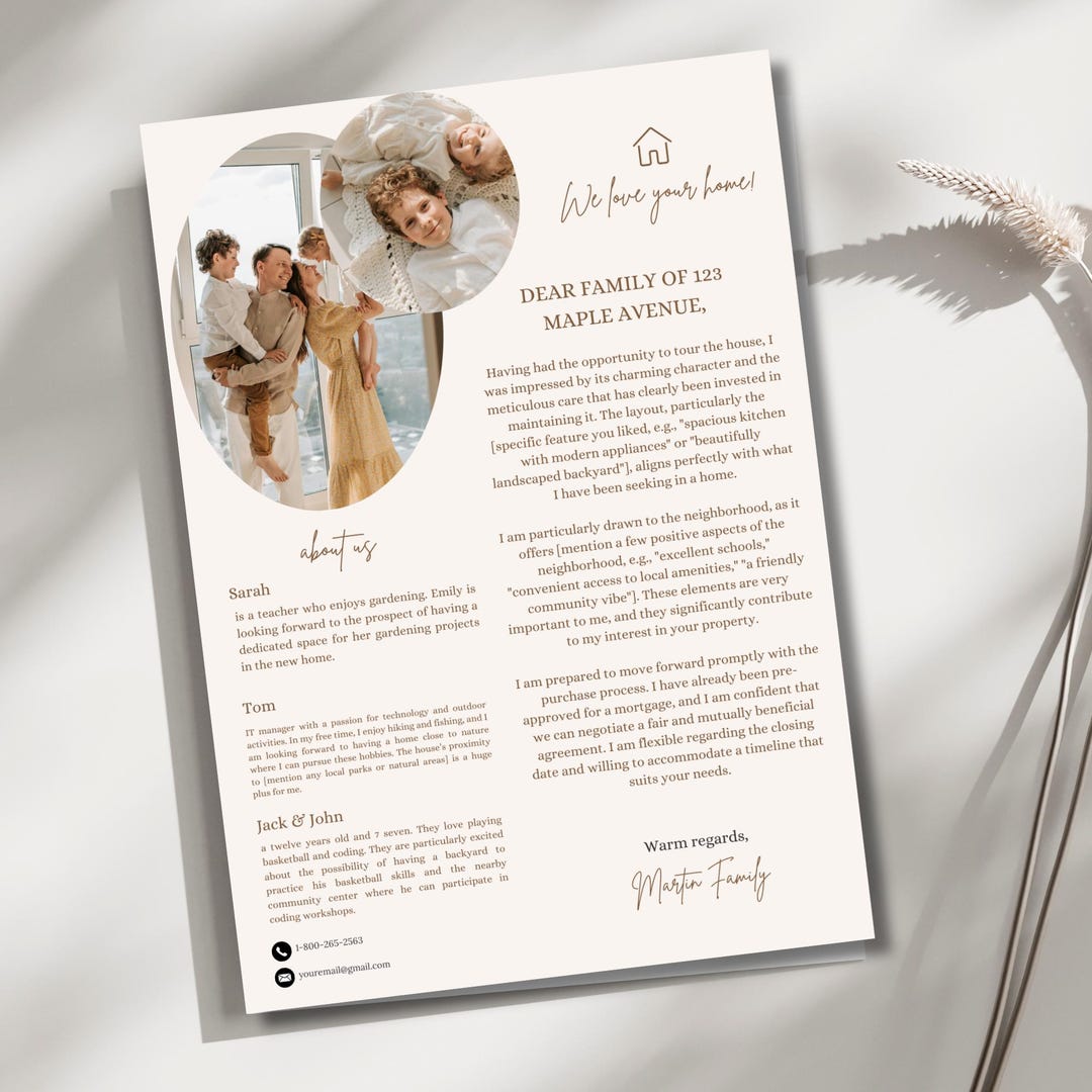 Home Offer Letter Template | Canva Buyer Offer Letter | Family Home ...