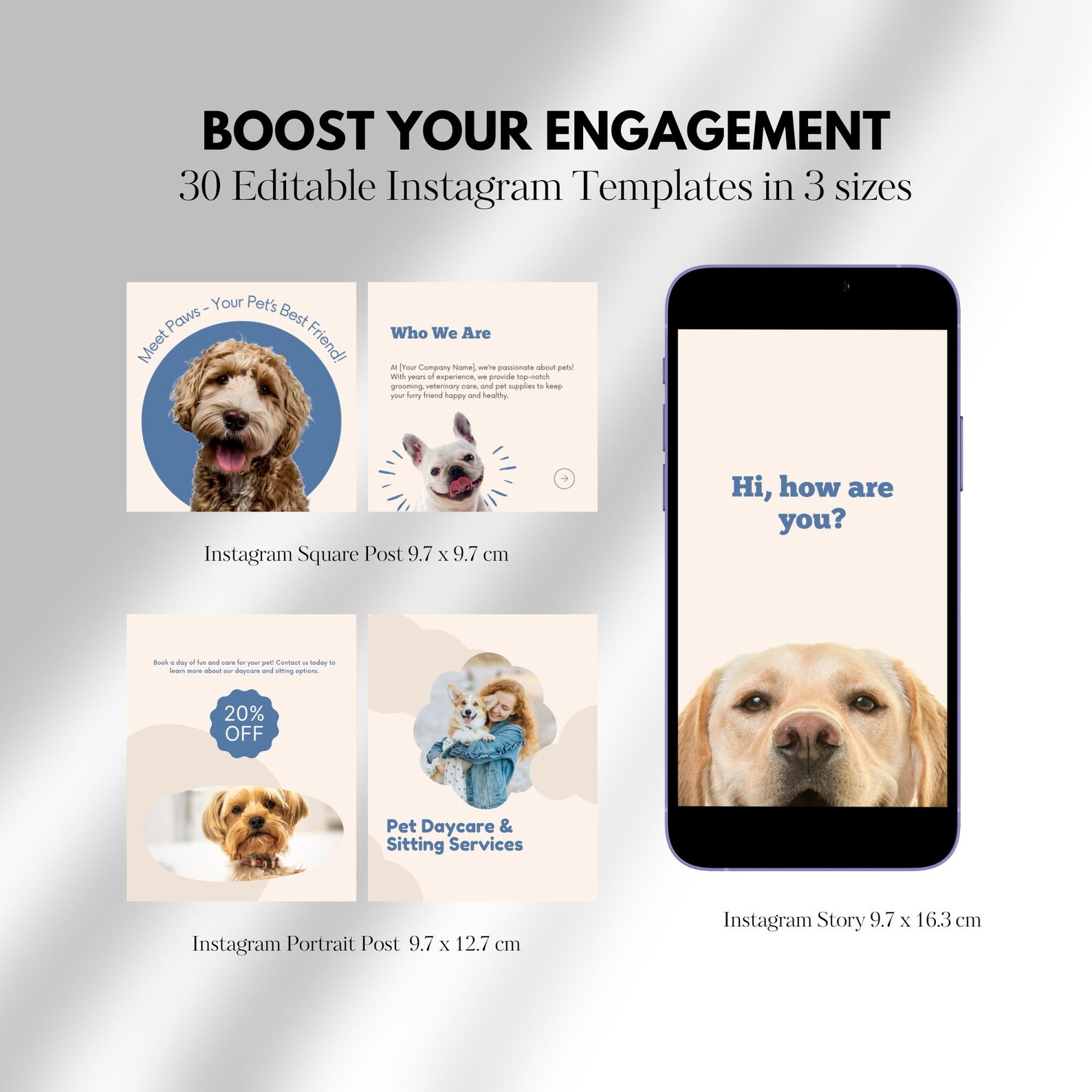 Pet Grooming Posts Instagram Templates for Dog Salon, Groomer Business ...