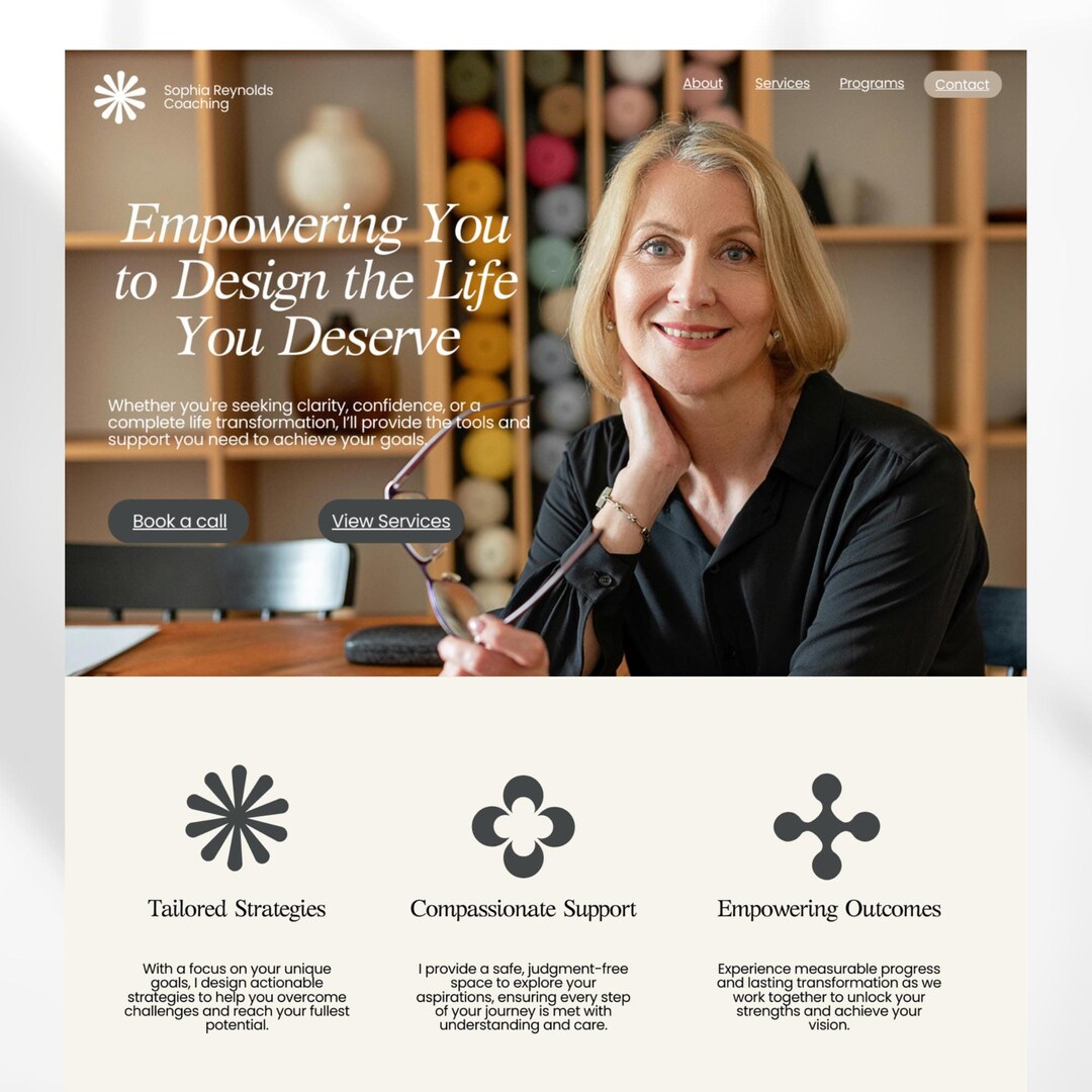 Coach Canva Website Template Coaching Website Template Boho Landing ...