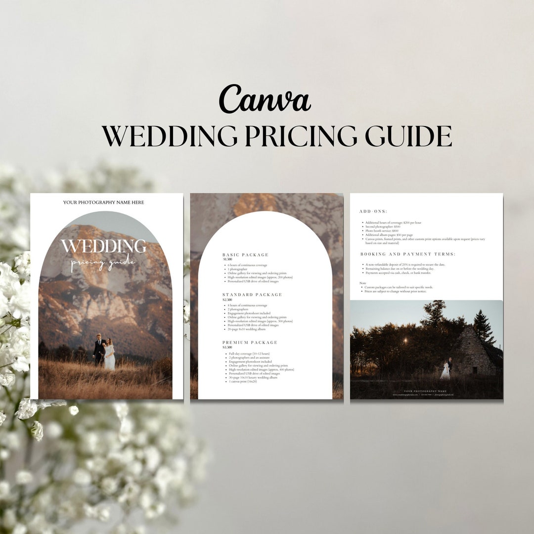 Wedding Photography Pricing Guide Template Wedding Pricing Guide List ...