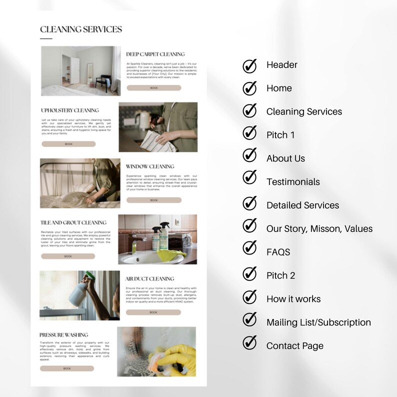 Cleaning Website Template Editable Canva Website Design for Commercial ...