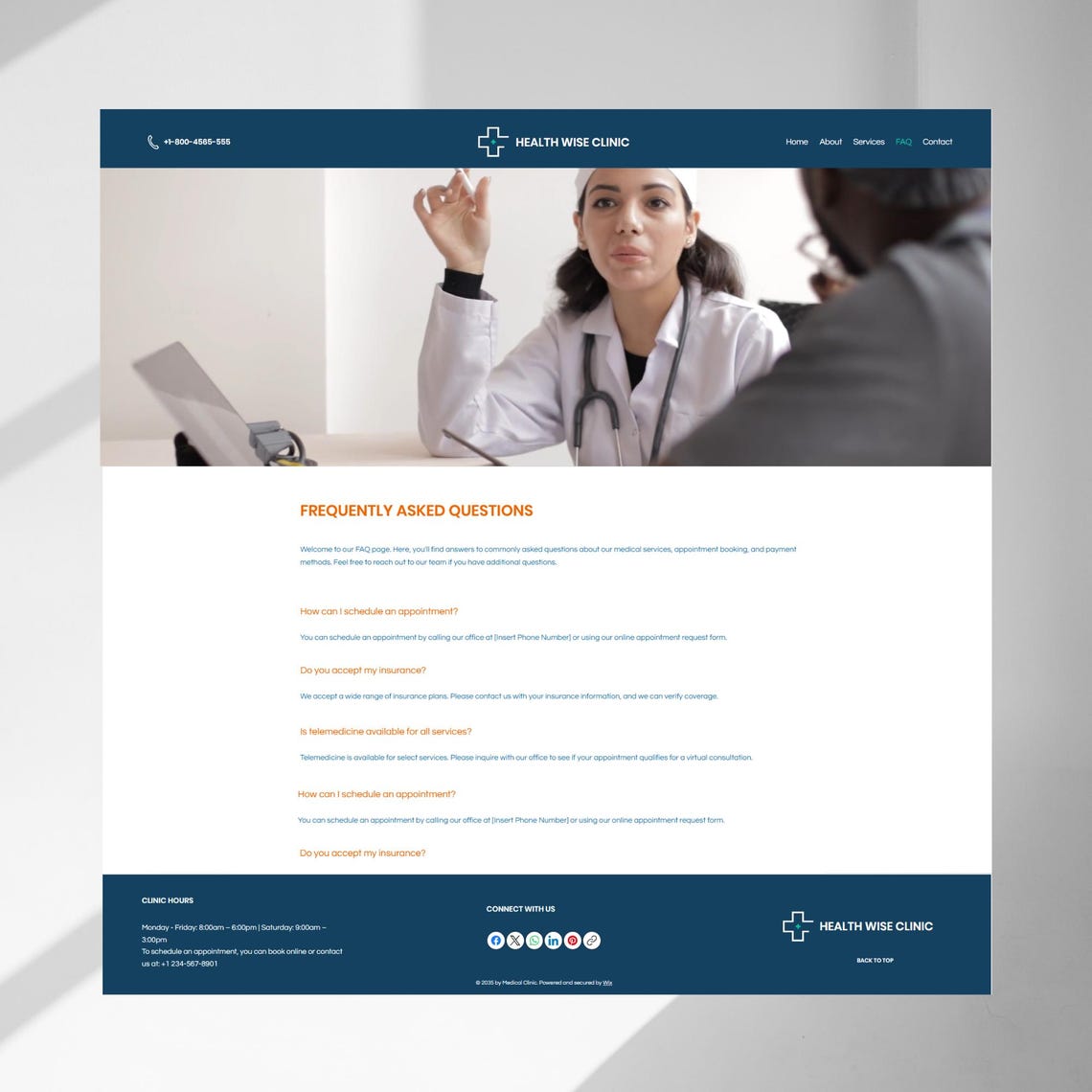 Medical Clinic Websitetemplate, Doctor Nurse Website, Wix Template, Wix ...