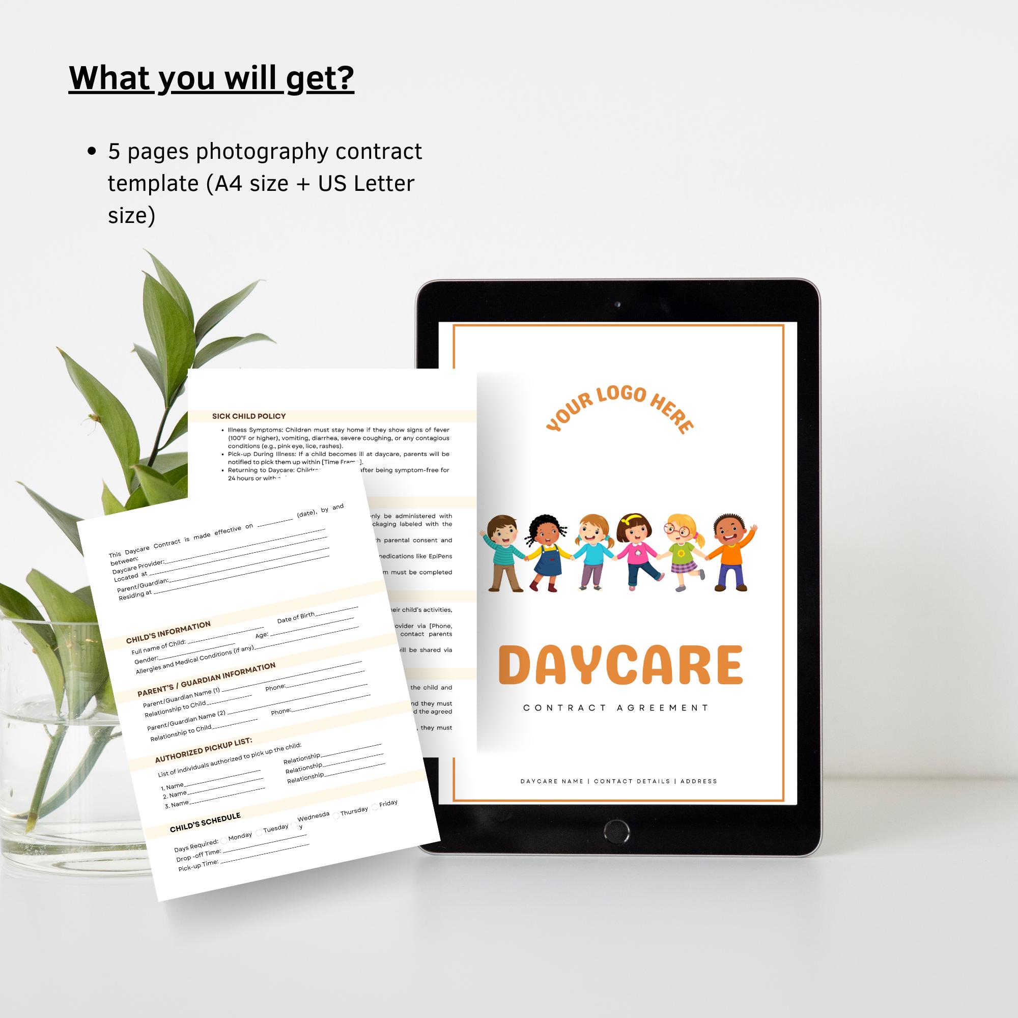 Daycare Forms, Daycare Contract, Daycare Starter Kit, Childcare Forms ...