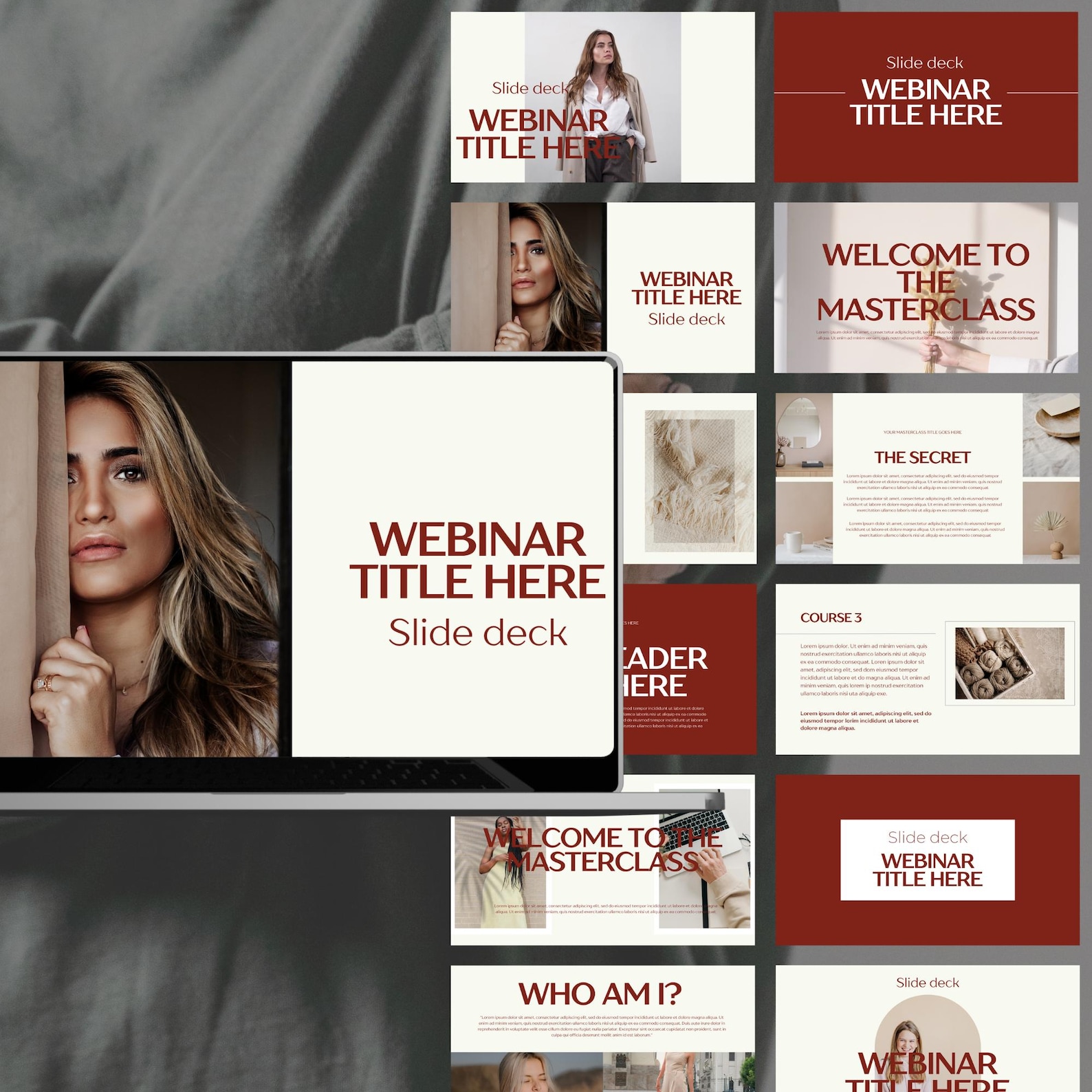 Webinar Slide Deck Presentation Template, Elegant Masterclass Template ...