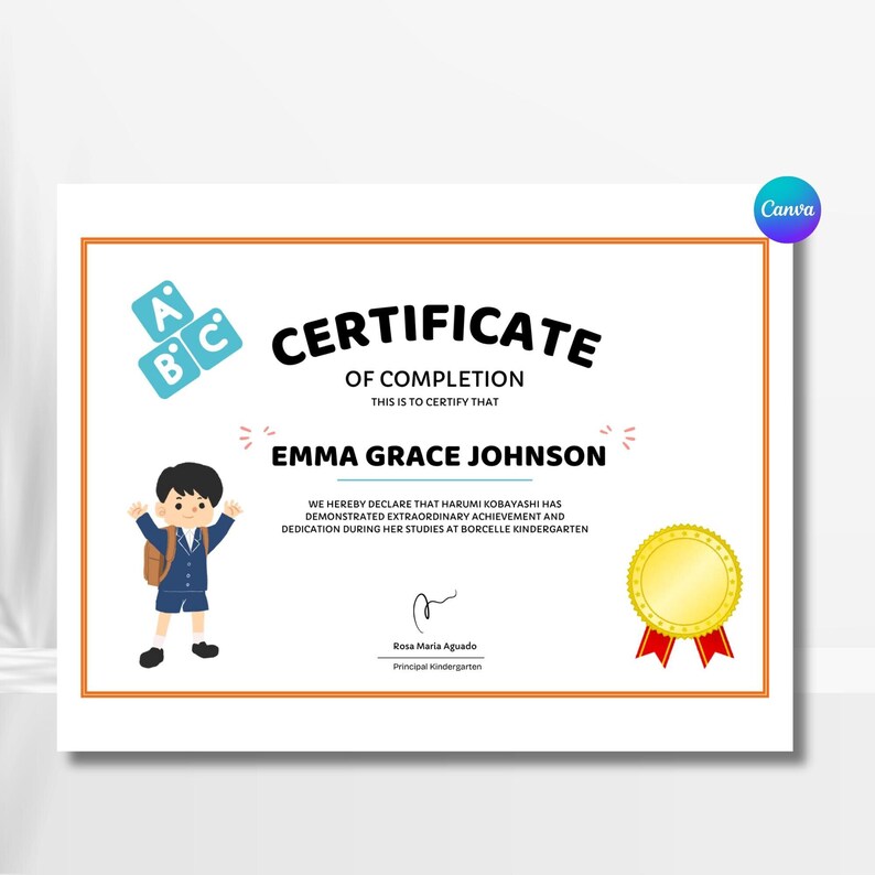 Preschool Diploma Template, Printable Preschool Certificate, Canva ...