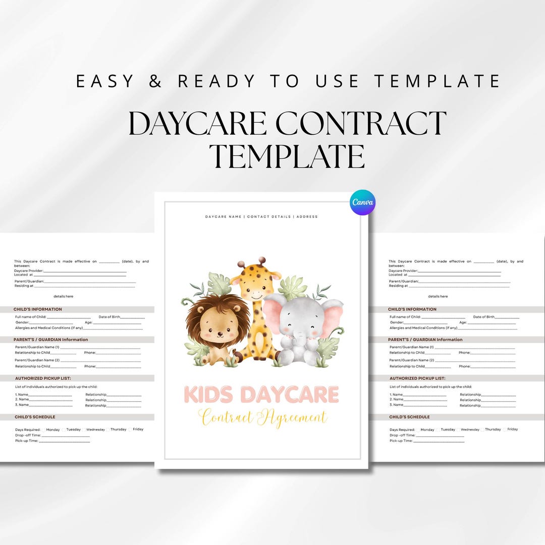 Editable Daycare Contract, Home Daycare Contract, Daycare Agreement ...