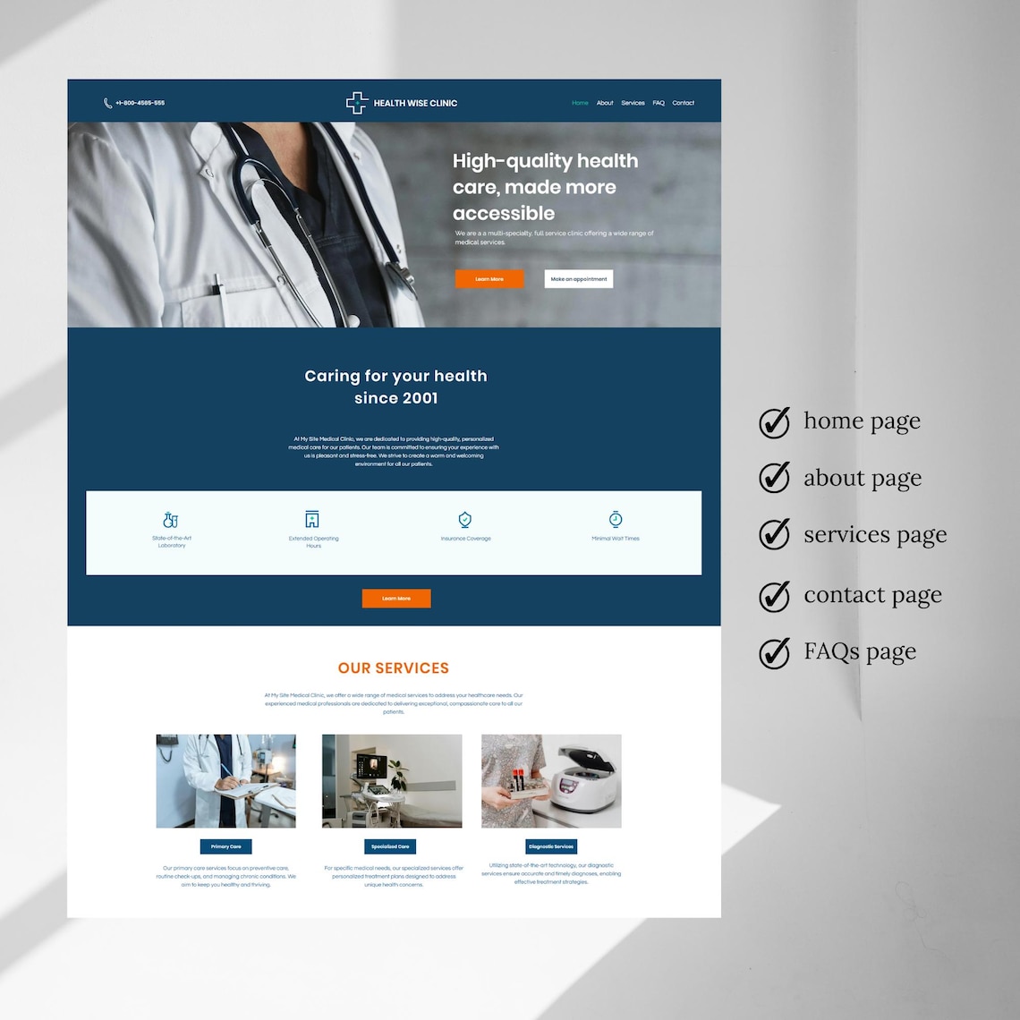 Medical Clinic Websitetemplate, Doctor Nurse Website, Wix Template, Wix ...