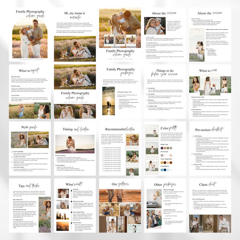 Photography Welcome Guide Photography Pricing Guide Family Photography ...