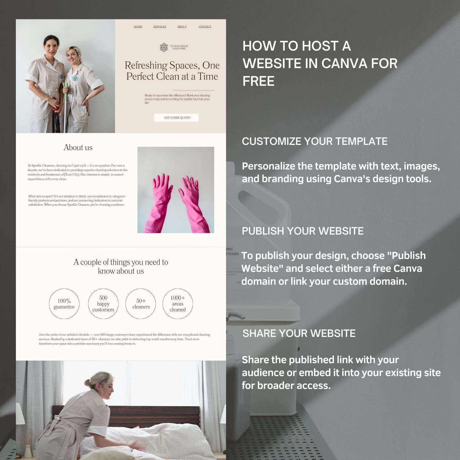 Cleaning Website Template Editable Canva Website Design for Commercial ...