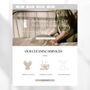 Cleaning Website Template Editable Canva Website Design for Commercial ...
