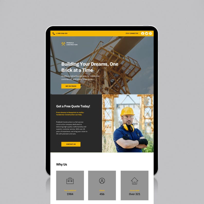 Construction Website Template, Builder Website, Contractor Website ...
