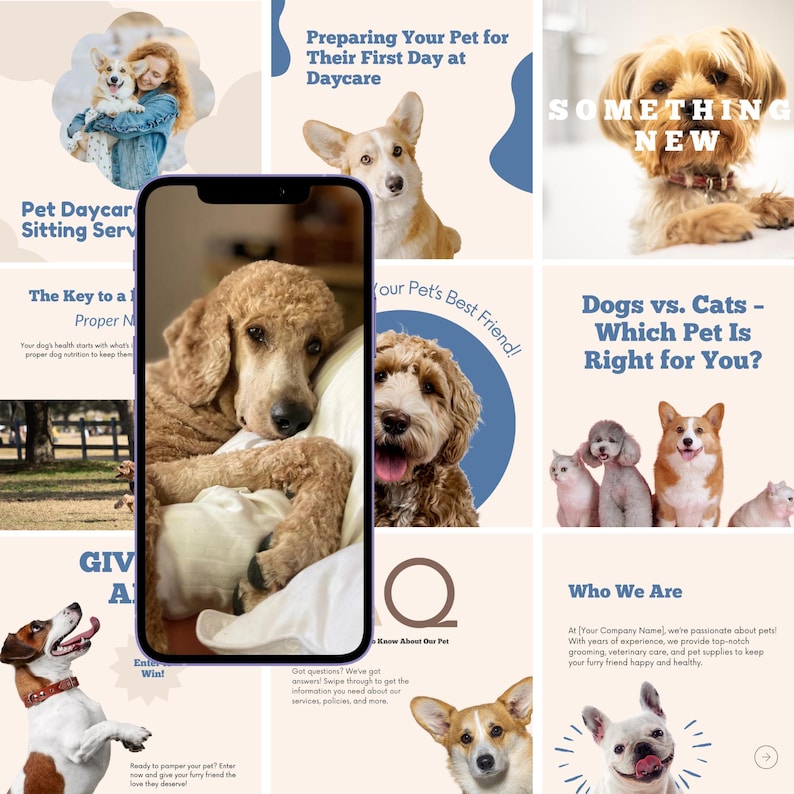 Pet Grooming Posts Instagram Templates for Dog Salon, Groomer Business ...